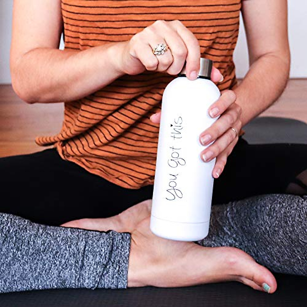 Milky Chic You Got This Water Bottle, 17oz Insulated Stainless Steel Flask with Motivational Quote for Travel, Picnic, Gym and Camping, Leakproof and No Sweat, Keeps Drinks Hot and Cold