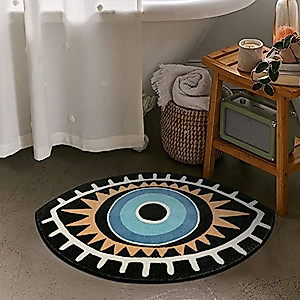 Beeiva Cute Evil Eye Area Rug 2x3 Small Washable Entryway Rug Non-Slip Door Mat Accent Throw Rugs Indoor Floor Carpet for Kitchen Bedroom Bathroom (Black/Multi, 2x3ft)