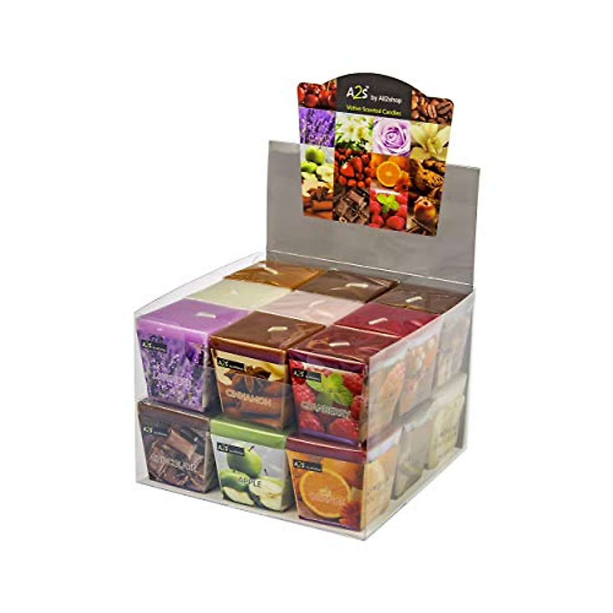 All2shop Scented Votive Candles Short Set of 18 Assorted Healing Candles for Relaxation & Aromatherapy- Long Burning at Least 20hrs Each 360hrs Total