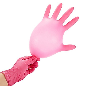Kids Gloves Disposable, Nitrile Gloves for 7-14 Years - Latex Free, Food Grade, Powder Free -for Crafting, Painting, Gardening, Cooking, Cleaning - 100 PCS Rose red