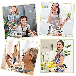 Auidy_6TXD 3 Pack Aprons for Women with Pockets, Adjustable Floral Apron Waterproof Kitchen Cooking Aprons Chef Apron Gifts for Kitchen, Gardening, Cooking, BBQ, Cleaning (70 * 80cm)