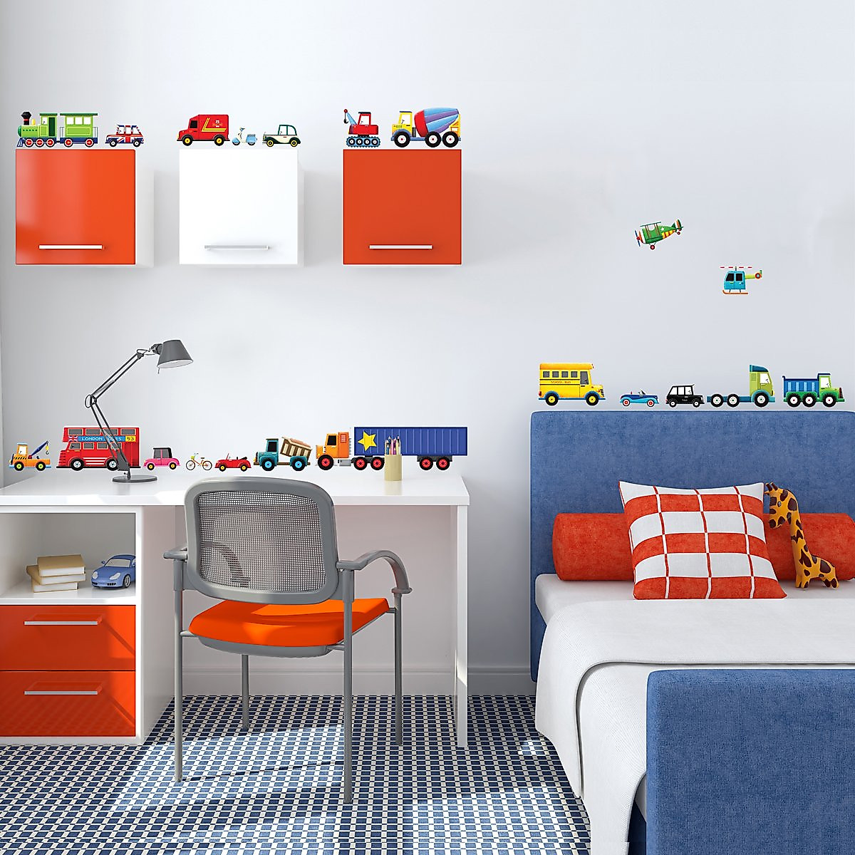 DECOWALL DW-1205 27 Transports Kids Wall Stickers Wall Decals Peel and Stick Removable Wall Stickers for Kids Nursery Bedroom Living Room décor Car