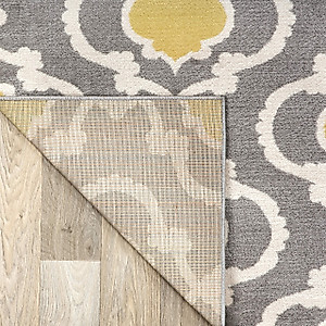 Rugshop Moroccan Trellis Contemporary Perfect for high Traffic Areas of Your Living Room,Bedroom,Home Office,Kitchen Area Rug Gray/Yellow 5'3" x 7'3"