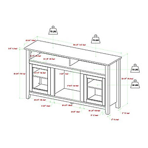 Walker Edison Glenwood Rustic Farmhouse Glass Door Highboy Fireplace TV Stand for TVs up to 65 Inches, 58 Inch, Driftwood
