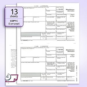 NextDayLabels 1099 MISC Forms for 2023, 4-Part Tax Forms, Vendor Kit of 25 Laser Forms and 25 Self-Seal Envelopes, Forms Designed for QuickBooks and Other Accounting Software