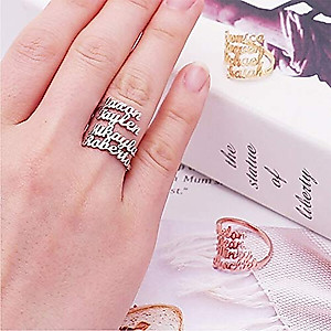 PEIMKO Mothers Grandmothers 4 Names Ring Personalized for Women, Custom Made Name Ring Sterling Silver Birthday Gifts for Women Size 4-15