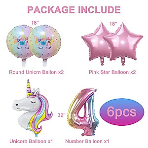 DUILE Unicorn Balloons Unicorn Birthday Party Decorations for Girls Foil Balloons Set Macaron and Rainbow Balloon Wedding Baby Shower Party Supplies (4)