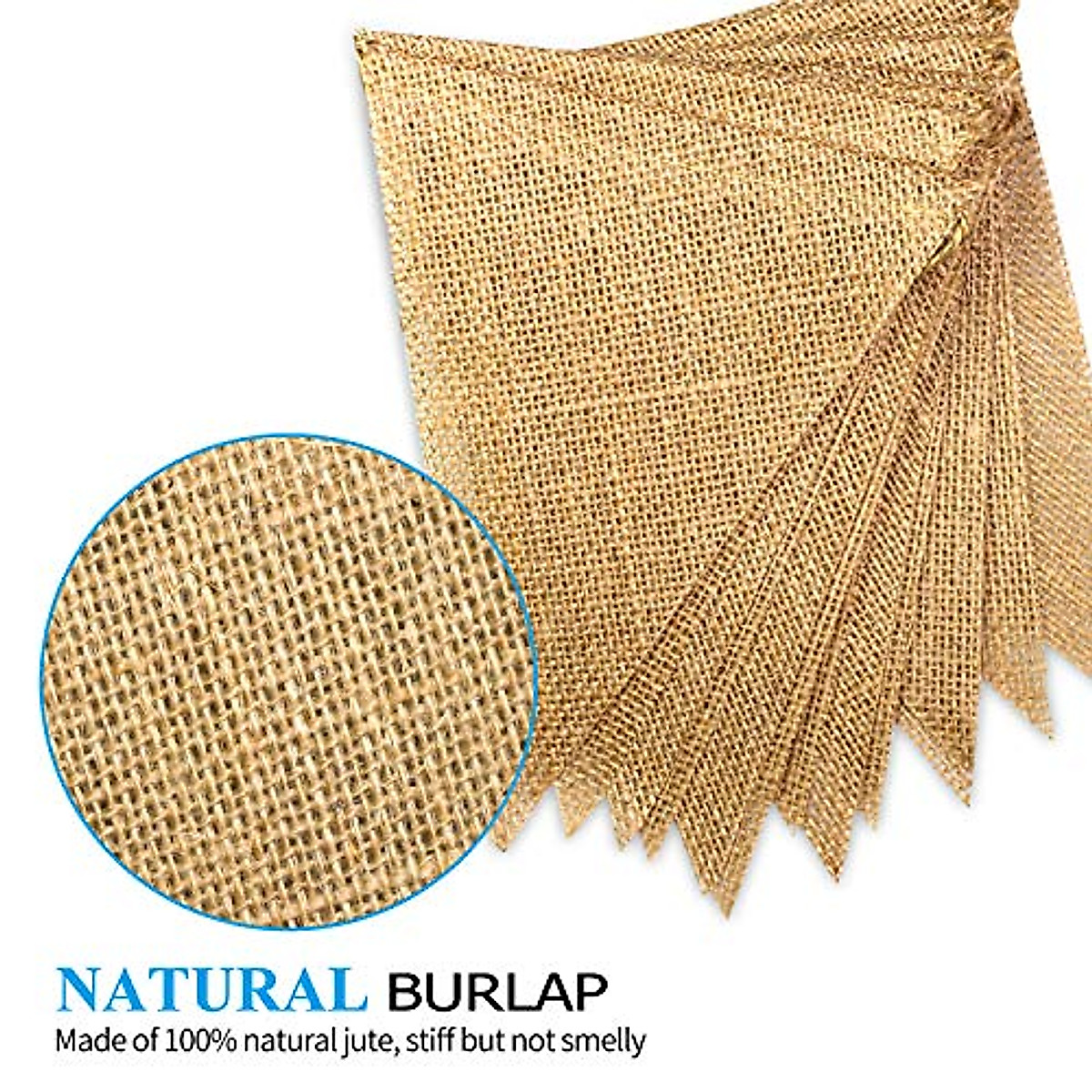 Novelty Place 15Pcs Burlap Banner - 14 Ft Triangle Flag - DIY Hand Painted Home Decorations for Holiday, Birthday, Wedding, Graduation and Party