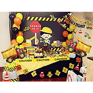 Construction Birthday Party Supplies Dump Truck Party Decorations Kits Set with 2 foil balloons for Kids Birthday Party 52 pack