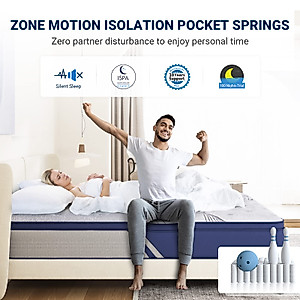 Avenco Queen Mattress, 10 Inch Mattress Queen Hybrid, Medium Firm Queen Mattress in a Box for Pressure Relief and Sound Sleep, Wrapped Coils and CertiPUR-US Foam, Soft Breathable Fabric