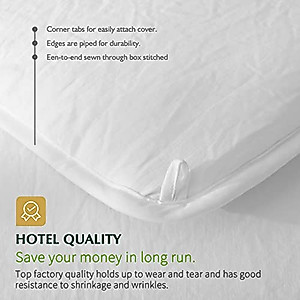 TOPGREEN Queen/Full Size Down Alternative Comforter - Luxurious Bamboo Viscose Blend Duvet Insert - 250GSM Microfiber Quilted Bedding with Corner Tabs(White, 88x88)