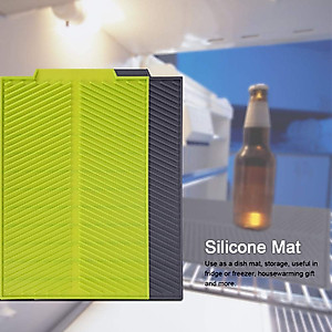 Silicone Drain Mat, Rectangle Multi Purpose Trivet Mat, Drying Dishes Pad Heat Resistant Slip Proof Tray Draining Board Mat for Dishes Kitchen Sink Counter Top Fridge Drawer Liner (Grey)