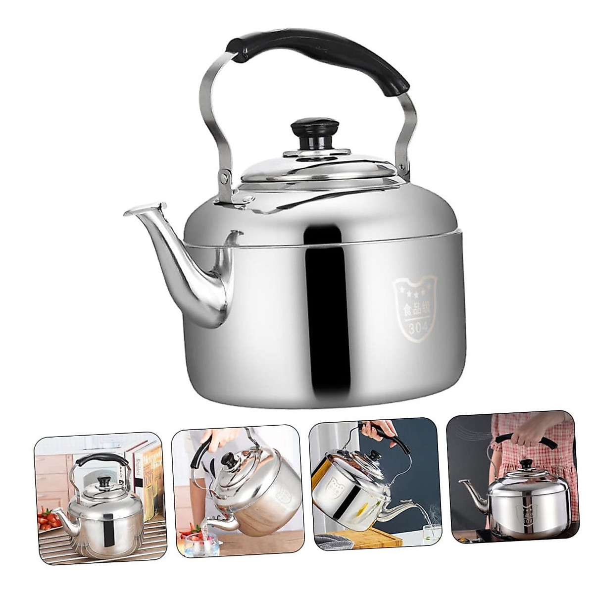FELTECHELECTR 304 Stainless Steel Kettle Stoveto Water Kettle Loud Sound Tea Kettle Whistling Teapot Stainless Steel Teakettle Teapot Whistling Tea Pot Gooseneck Pot Household Products Cordless