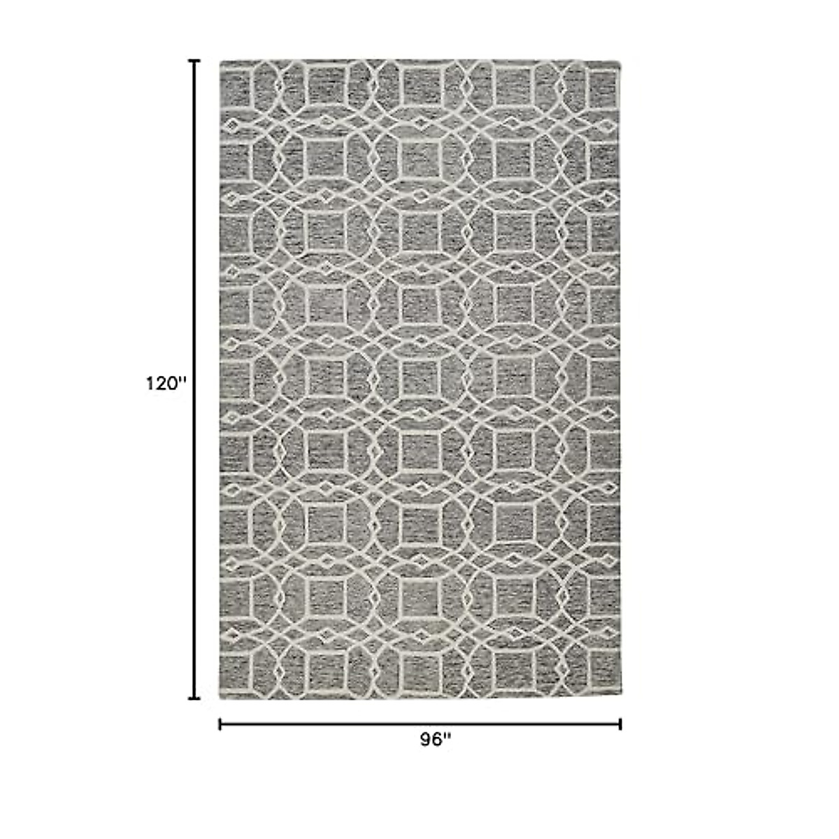 Feizy Rugs - Rhett Geometric Lattice Print Rug, Charcoal Gray, 8ft x 10ft Area Rug