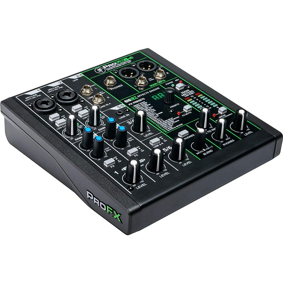 Mackie ProFX6v3 6-Channel Sound Reinforcement Mixer with Built-In FX, Gator Cases G-MIXERBAG-1212 Mixer Bag & Stereo Cable 10' Bundle
