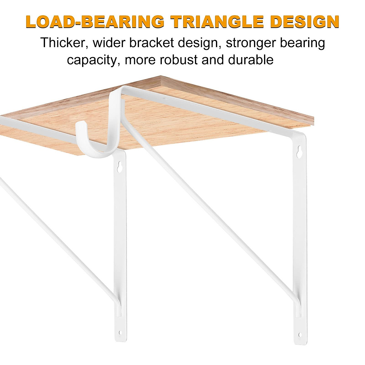 2 Pack Heavy Duty Closet Rod Brackets Holder 11 x 11 x 1 Inch, White Closet Rod Support Bracket Steel Closet Rod Holders for Hanging Clothes, Wall Mounted Shelf and Rod Support Brackets with Screws