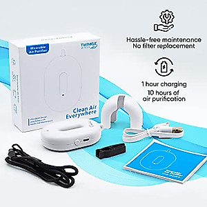 Wearable Air Purifier Necklace - Portable Personal Ionizer - Rechargeable Travel-Size Air Cleaner - Removes Dust Allergen Odor Viruses Bacteria - Use in Office Airplane Train Bus - For Kids and Family