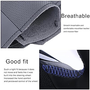 Fit for Citroen Picasso 2001-2008,Stitch Steering Wheel Cover,Leather Steering Wheel Cover Lace Up,Non-Slip Steering Wheel Cover