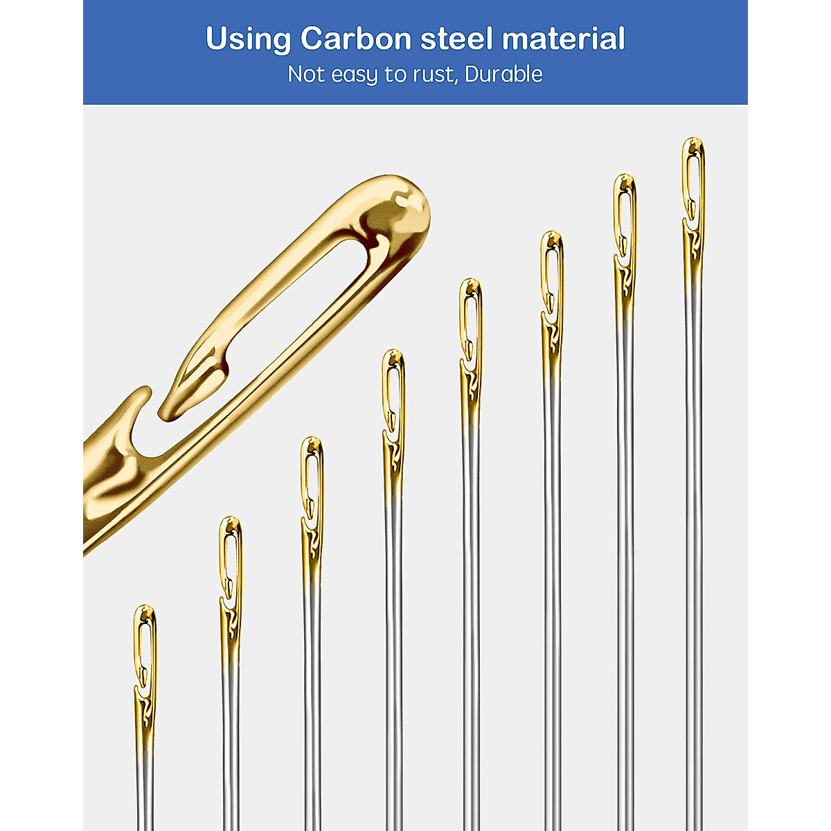 48PCS Self Threading Sewing Needles, Embroidery Needles for Hand Sewing, Easy Side Threading high-Level 3 Sizes, for DIY, Sewing and Mending, Embroidery