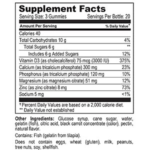 Calcium Magnesium & Zinc + Vitamin D Gummies | Bone Health Immune Health Energy and Muscle Function | Daily Dietary Vitamin Supplement | for Adults, Teens | Fruity Raspberry Flavor