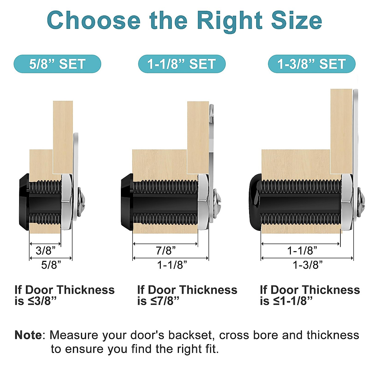 Pertinel Cam Locks Black Cabinet Locks Keyed Alike, 1-3/8'' (Length) Cylinder Secure Files Drawers RV Storage Locks Replacement Set, Zinc Alloy (Black 1-3/8 Inch 2Pcs)