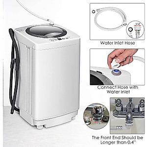 FUTADA Full Automatic Washing Machine, 8 Lbs Capacity Laundry Washer & Spin w/Drain Pump, Long Hose, Portable Compact Washing Machine for Camping, Dorms, Apartments