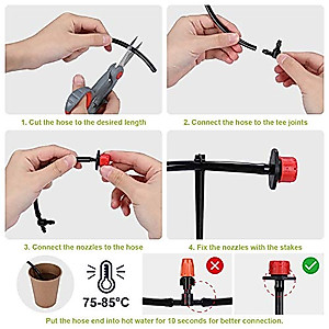 Drip Irrigation Kit, Aiglam Garden Watering System Garden Irrigation System 1/4" Blank Distribution Tubing Adjustable Automatic Drip Irrigation Kits for Greenhouse, Flower Bed, Patio Plants (130FT)