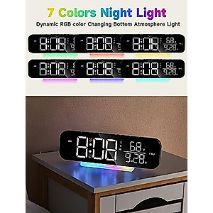 Cadmos Extra Loud Vibrating Alarm Clock with Bed Shaker for Heavy Sleepers,Hearing Impaired Deaf,Adjustable Volume,Dimmer,Large LED Digital with RGB Night Light for Bedrooms,Kids,Teens(Black)