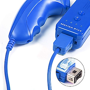 KIWITATA 2 Pack Wii Nunchuck Controllers, Wii Nunchuk Replacement Remote Joystick Gamepad for Wii Wii U Video Console(Red+Blue)