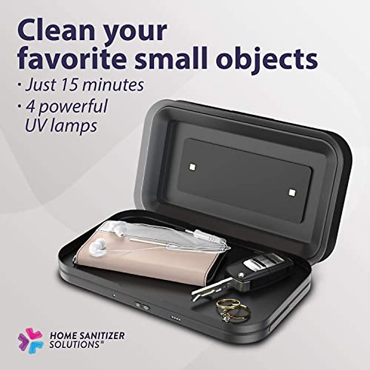 UV Phone Sanitizer with Smartphone Charger Powerbank 5000 mAh - Collapsible Ultraviolet Disinfection and Sterilization Light Box for Keys Wallet Money Jewelry