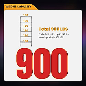 BestOffice Adjustable Wire Shelving Storage Shelves Heavy Duty Shelving Unit for Small Places Kitchen Garage (Chrome, 13" D x 23" W x 59" H)