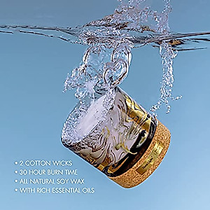 Scented Candles, Natural Soy Wax Candles for Home Scented, 2 Wicks Aromatherapy Candles with Wood Base, Large Candle for Decor Great Gifts,10 OZ - Sea Island Cotton