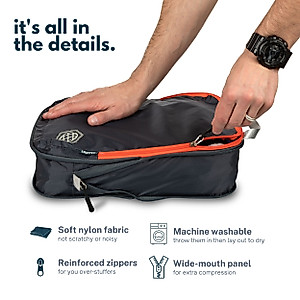 Compression Packing Cubes for Travel-Luggage and Backpack Organizer Packaging Cubes for Clothes (Grey and Orange, 6Piece)