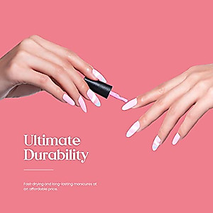 Beetles Gel Nail Polish Kit with 48W U V Nail Lamp Starter Kit 6 pcs Blue White Nude Pink Glitter Gel Polish Set Base Gel Top Coat DIY Pink Decorations Manicure Gifts for Women