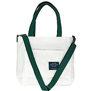 JBB Canvas Tote Bag for Women Crossbody Shoulder Handbags Teen Girl Cute Casual School Bag with Zipper