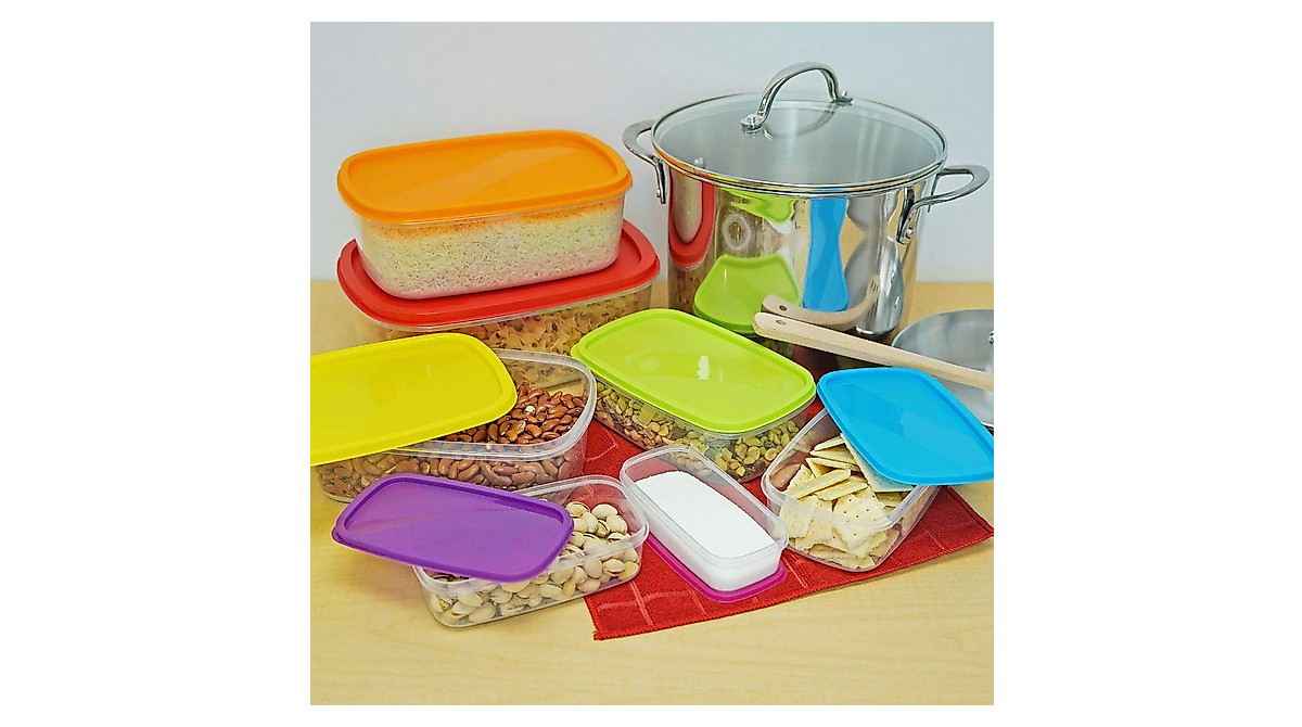 Colorful Rectangle Food Storage Containers - Set of 7
