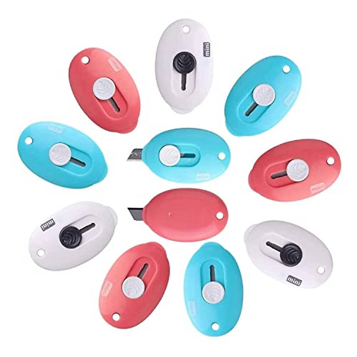Mini Retractable Utility Knife Box Cutter Letter Opener, Alloy Steel Splicing Knife with Key Chain Hole-9pcs