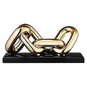 AURIM Modern Gold Chain Decor for Living Room - Home Coffee Table Sculpture - Modish Console, Shelves Art Pieces - Abstract Ceramic Decorations for House