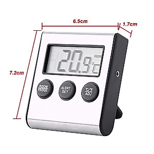 Digital Refrigerator Thermometer LCD Alarm Fridge Temperature Monitor Mini Battery Powered Freezer Room Thermometer with Max/Min Temperature Records