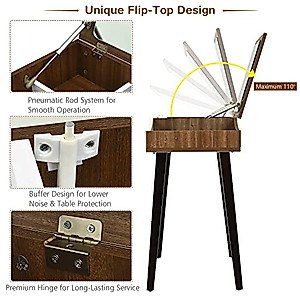 CHARMAID Vanity Set with Flip Top Mirror, Makeup Dressing Table with Large Storage Space and Removable Organizers, Bedroom Vanity Table Writing Desk with Cushioned Stool for Girls and Women