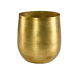 Serene Spaces Living Raw Brass Vase, Brass Decorative Accents Use as Brass Planter for Plant, Gold Flower Vase for Wedding or Event Centerpiece, Metallic Pot for Home, Measures 6" Tall & 5.5" Diameter
