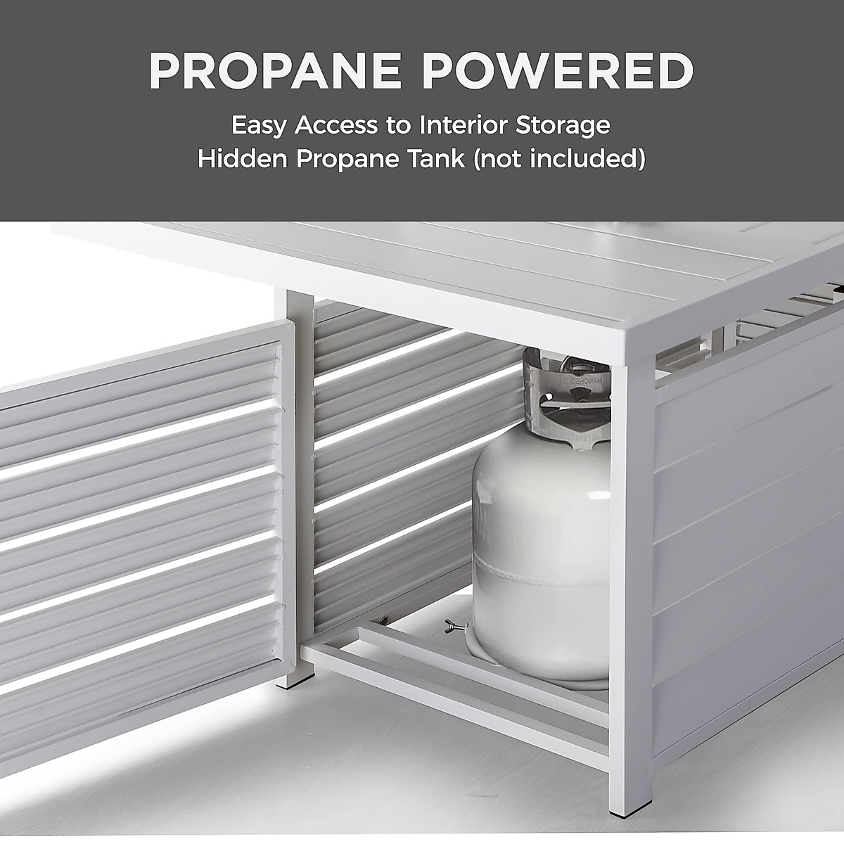 Wisteria Lane 54.3” Outdoor Patio Aluminum Fire Pit Table, 50000 BTU CSA Certified Propane Gas Fire Pit, Rectangular Fire Table w/Stainless Burner, Lava Rock, Waterproof Cover