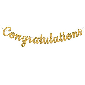 Congratulations Banner - 2023 Graduation Decorations, Congratulation Banner for Baby Shower Wedding Party Supply (Gold)