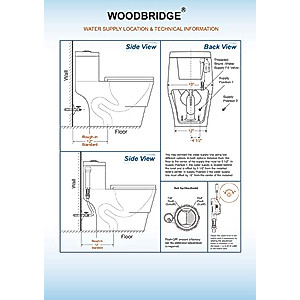 WOODBRIDGEE One Piece Toilet with Soft Closing Seat, Chair Height, 1.28 GPF Dual, Water Sensed, 1000 Gram MaP Flushing Score Toilet with Chorme Button, White,B0940-F-C
