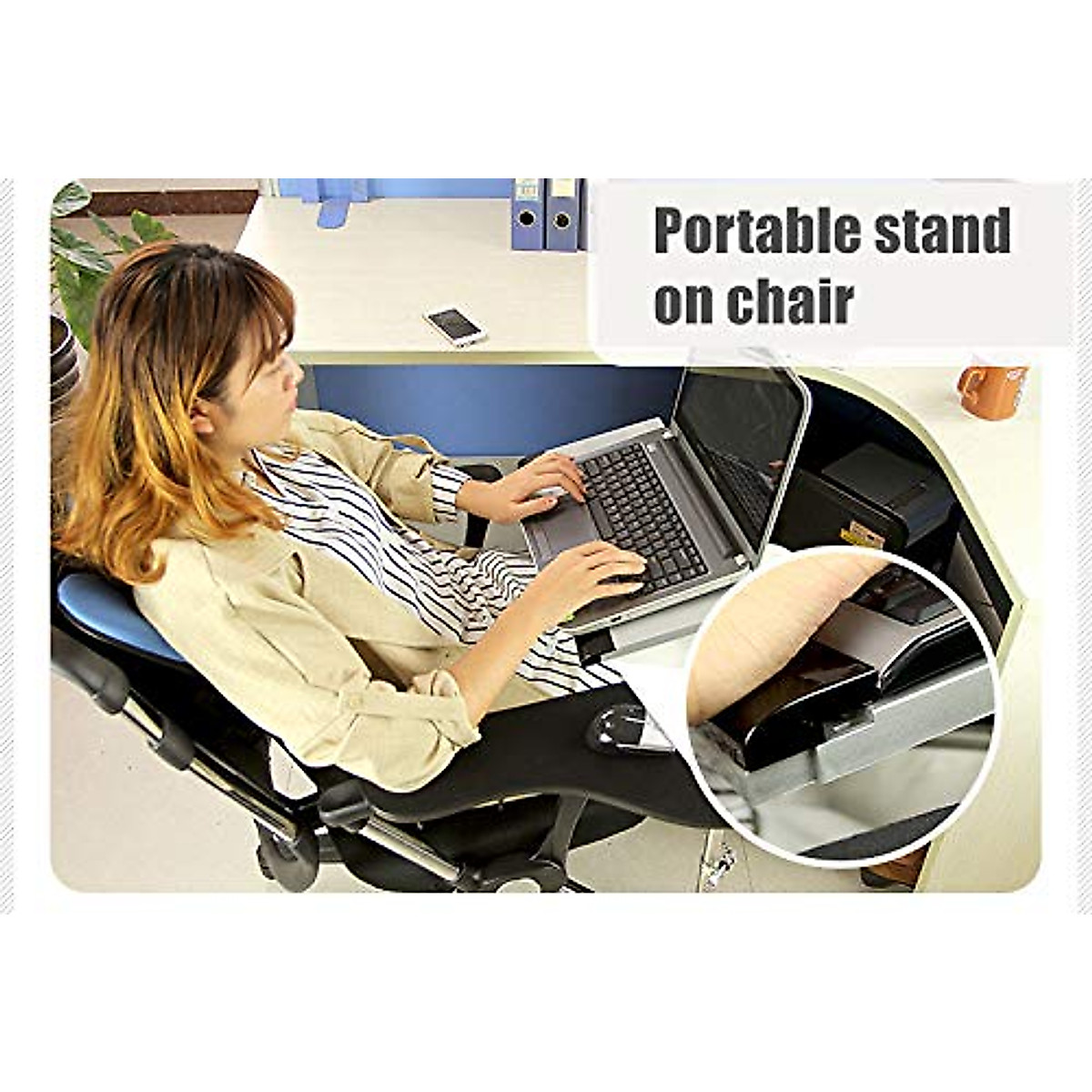Ergonomic Keyboard Laptop Mouse Stand Mount for Workstation Video Gaming,Installed to Chair or Any Round Bar with Maximum 1.96 inch Diagonal Thickness