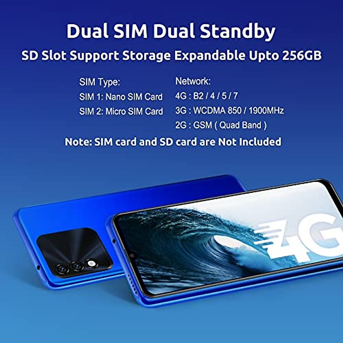 Xgody X60 Pro Unlocked Smartphones, 6.5 Inch Android 9.1 OS Cheap Cell Phones, 2022 4G Dual 5MP Camera and Dual SIM Phones, 3000mAh Massive Battery, Face Recognition (Blue)