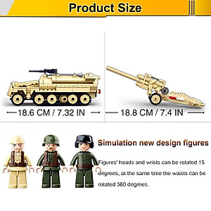 Military Army WWII Half-Track Troop Carrier with Cannon Toy Vehicle Building Kit, Army Series Building Block Set with 3 Soldier Figures, Best Roleplay STEM Construction Toy for Boys Girls (460 PCS)