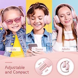 Kids Headphones, 94dB Volume Limit Wired Headphone for Kids, Foldable Lightweight Toddler Headphone Over Ear for School Airplane Travel, Soft Earmuff, 3.5mm Wired Headset for iPad Chromebook Girls Boy