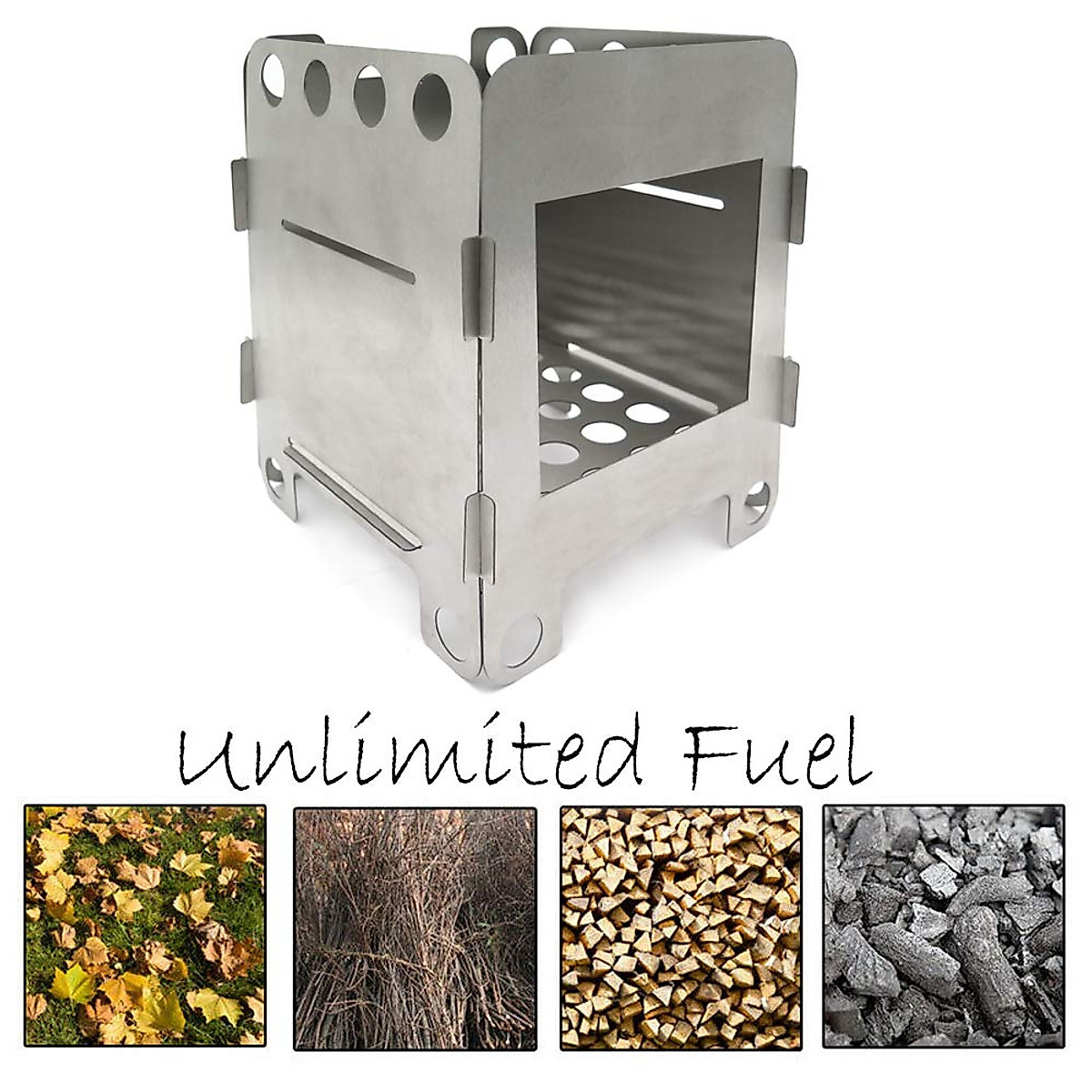 HTTMT- ET-Cook002-L- Folding Wood Stove Pocket Alcohol Stove Outdoor Cooking Camping Backpacking