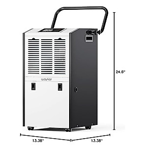 Waykar 155 Pints Large Commercial Dehumidifier with Drain Hose and Water Tank, Industrial Dehumidifier in Large Space up to 8000 Sq. Ft for Home, Basements, Whole House, Library, 5-Year Warranty